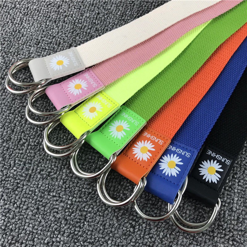 Little Daisy Quan Zhilong เข็มขัดผ้าใบหัวเข็มขัดสองห่วง unisex แฟชั่น ...