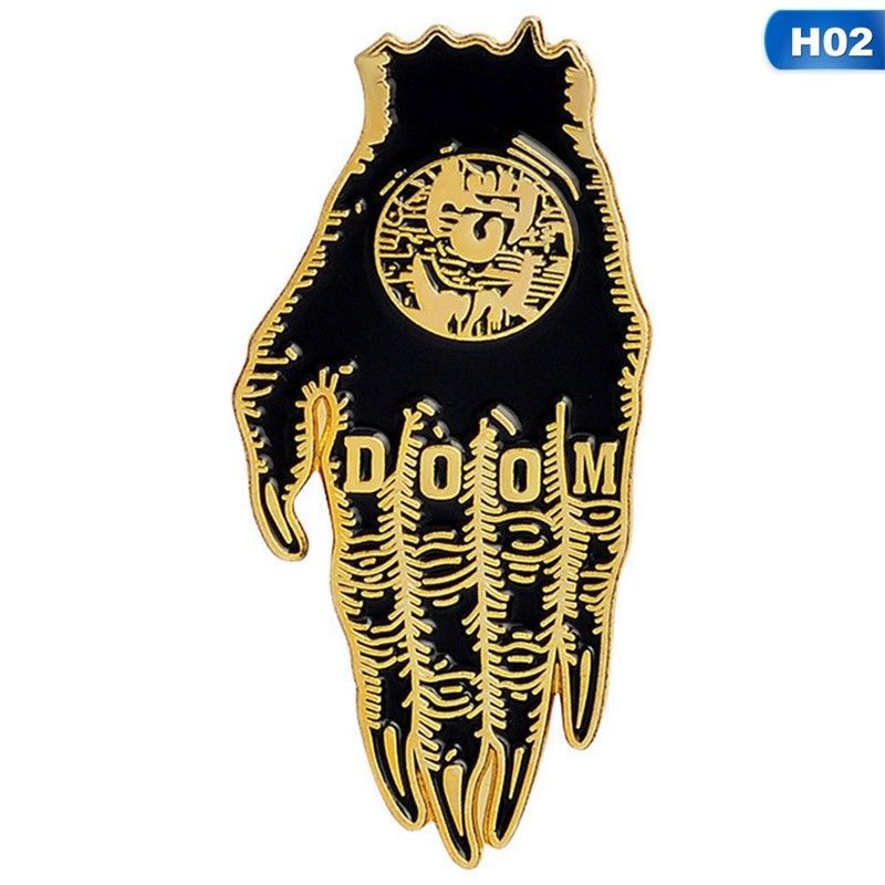 1pc Dark Devil DOOM Hand Casket Enamel Collar Pins Badge Gothic ...