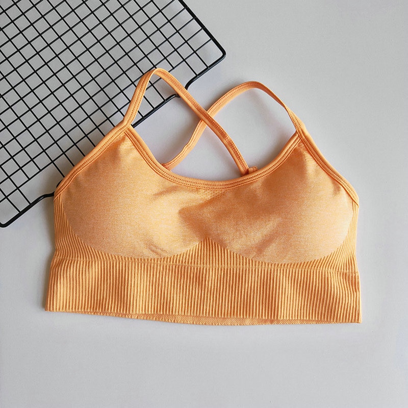 Energy Seamless Patchwork Yoga Bra Padded Push Up Sports Top Women ...