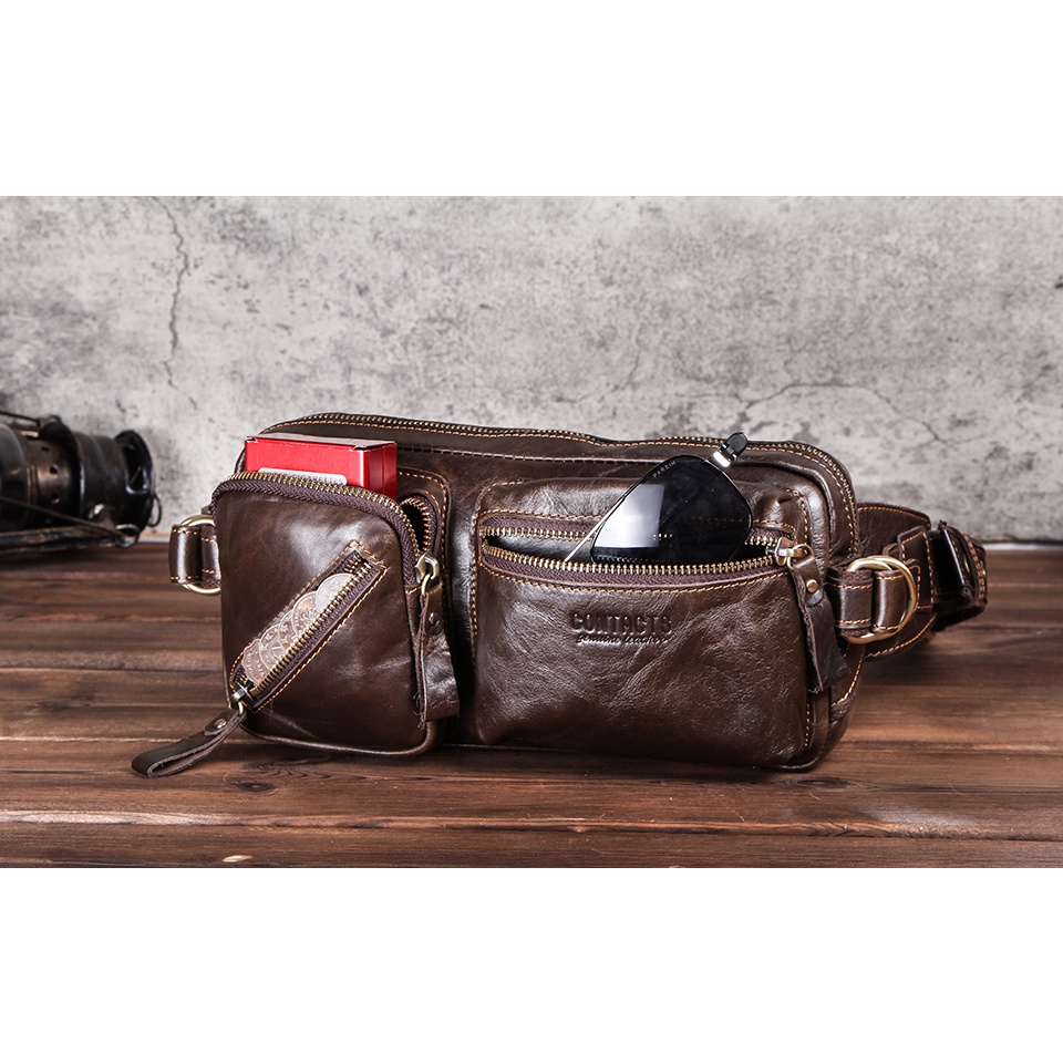 BContact39s Brand Designer Genuine Leather Waist Packs Men Travel Fanny ...