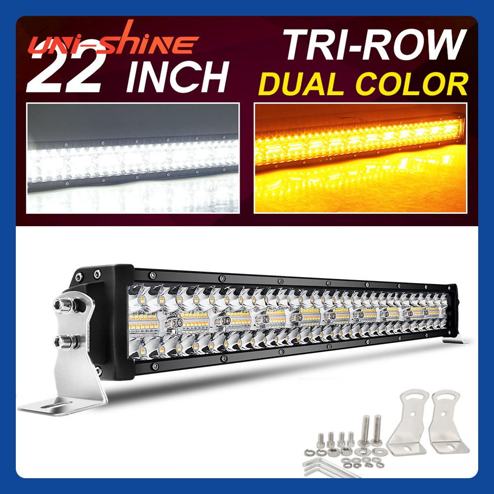 UNI-SHINE 22INCH TRI-ROW LED Work Light FOG LAMP Spot Flood Flashing ...