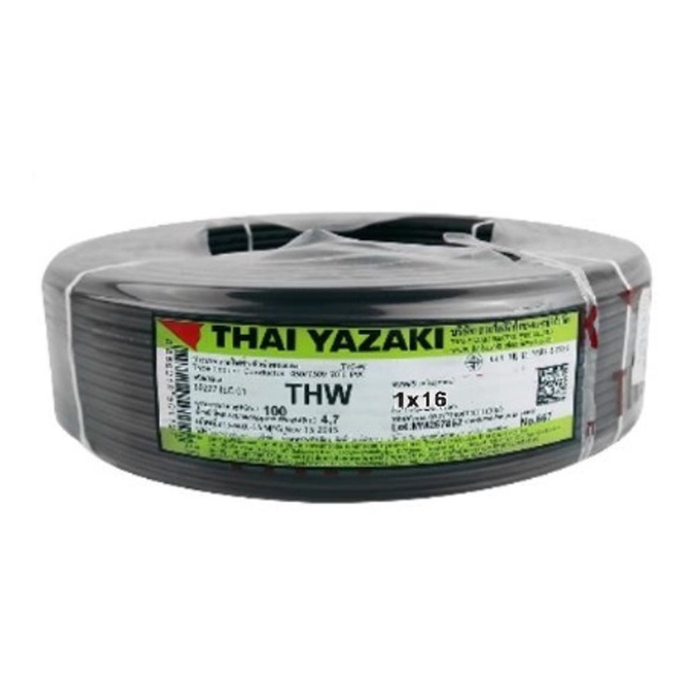 สายไฟ THW สายไฟ THW IEC01 YAZAKI 1x16ตร.มม. 100 ม. สีดำ สายไฟ งานระบบ ...
