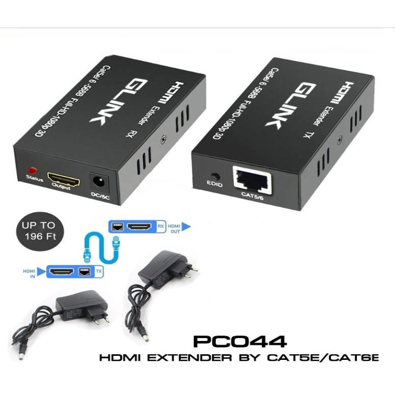 GLink PC044 hdmi to LAN RJ45 Network Over Ethernet 60 M CAT5/ CAT6 ของ ...