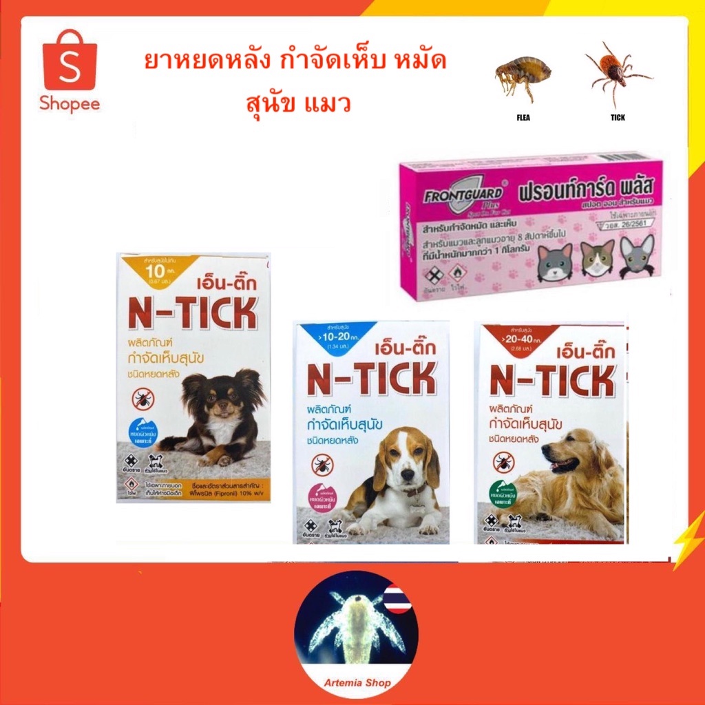 1 กล่องเล็ก (1 หลอด) N-tick /Frontguard plus ยาหยดเห็บหมัด กําจัดเห็บ ...