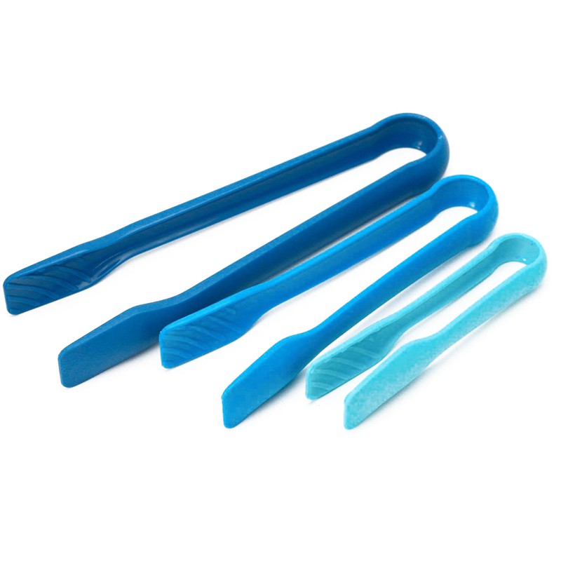 Set of 3 Tone Blue Compact Large Medium Small Plastic Cooking Tongs ...