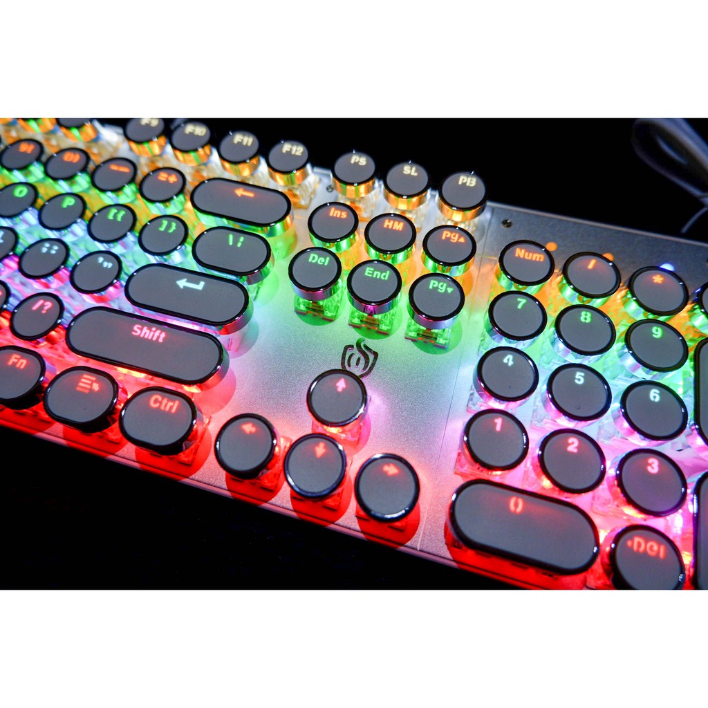 Delog Keyboard Vintage Mechanical RGB คีย์บอร์ดรูปทรงพิมพ์ดีด ปุ่มกลม ...