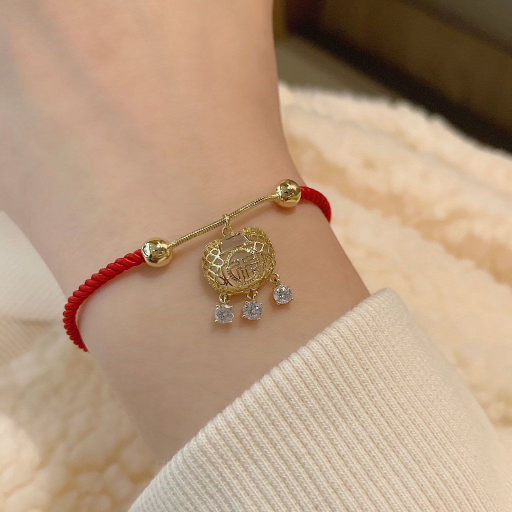 สร้อยข้อมือล็อคปลอดภัย ตัวเมีย ออกแบบเฉพาะ นักษัตร ปี แสงสตริงสีแดง ...