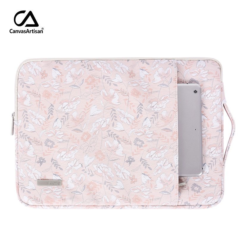 ♟﹍CanvasArtisan Portable Pink Floral Pattern Laptop Bag Waterproof ...