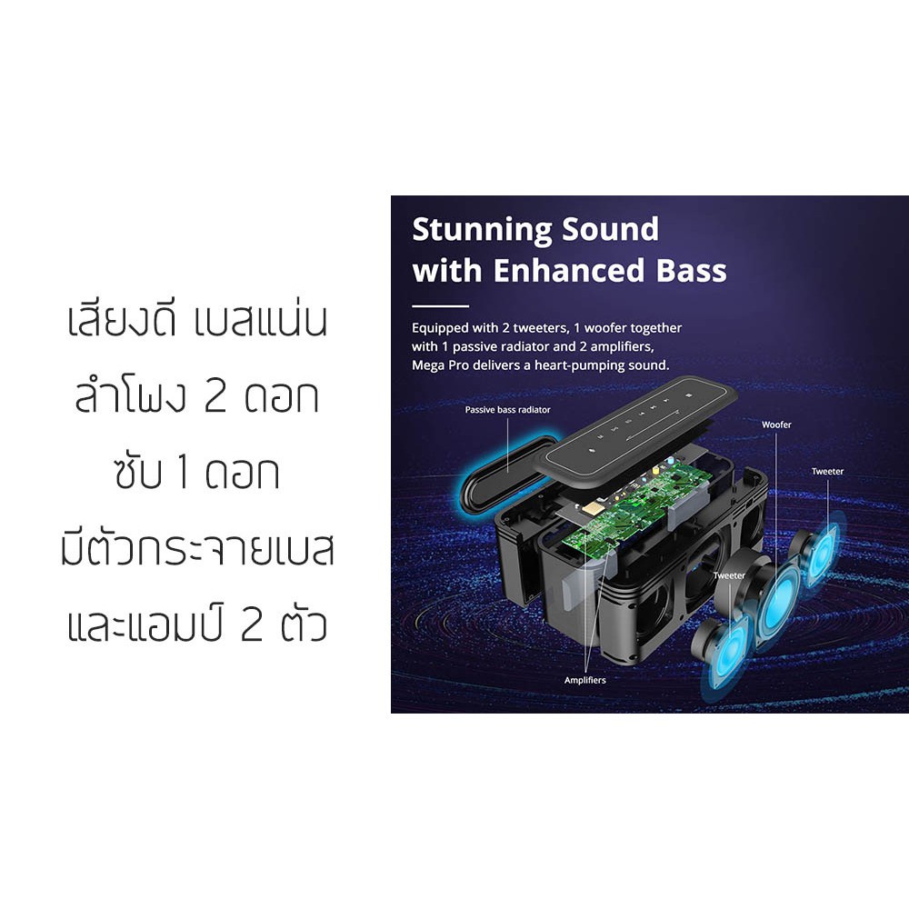 ลำโพงบลูทูธ Tronsmart Element Mega Pro แบตอึด กันน้ำได้ IPX5 เบสหนัก ...