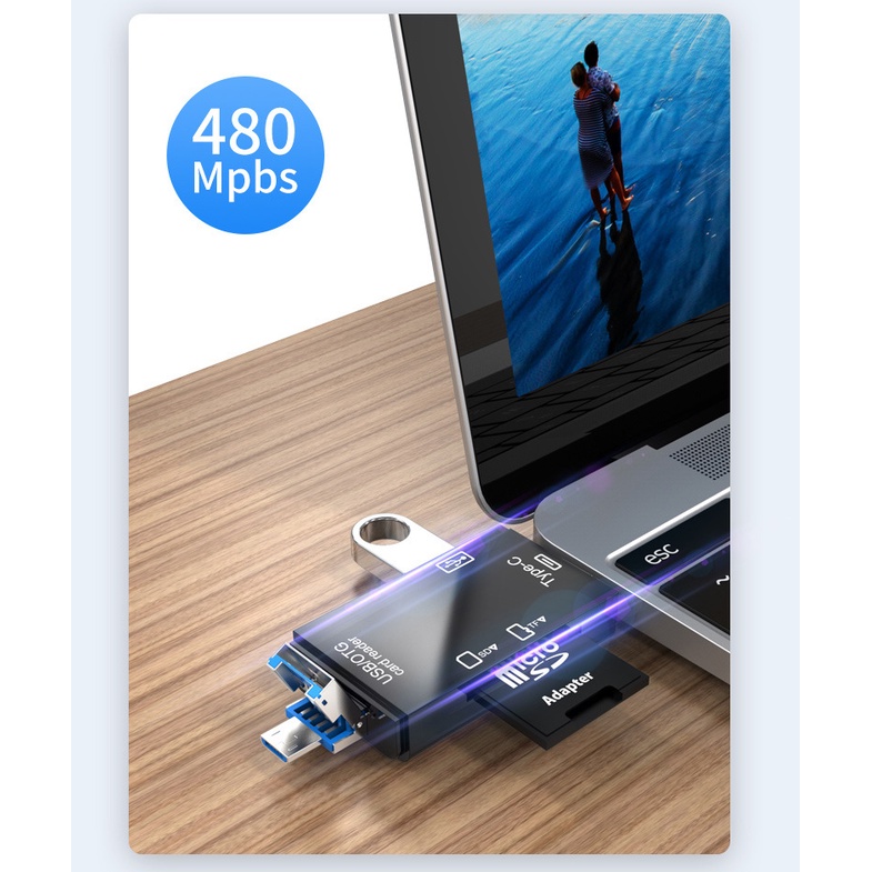 Caravan Crew 5 in 1 OTG Card Reader USB 2.0 Micro TF SD Type-C ...