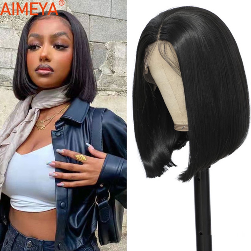 Orange Ginger Synthetic Lace Front Wig Short Bob Wig Transparent Balck ...