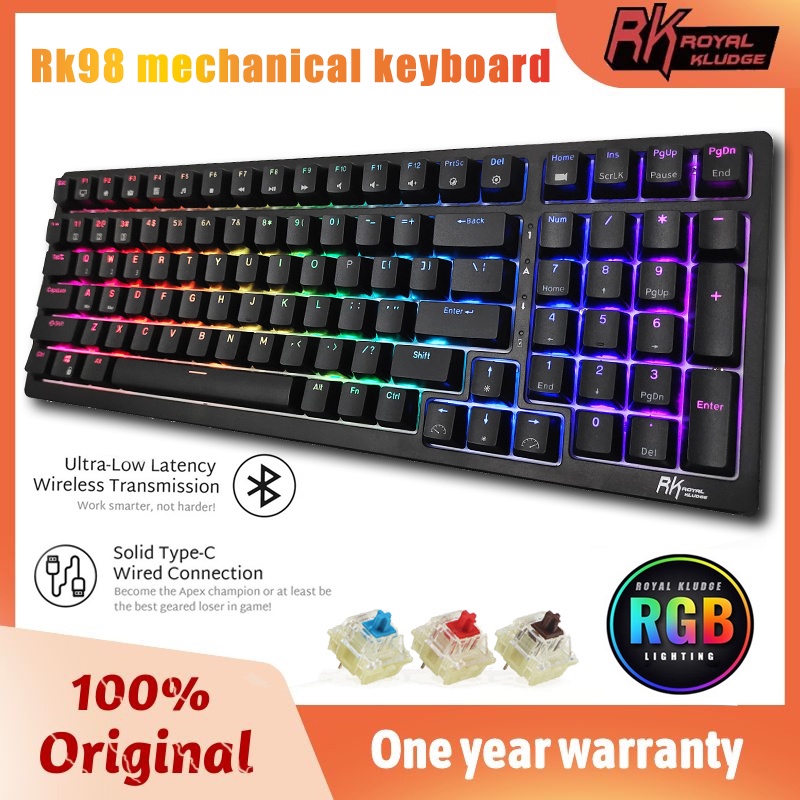 Royal Kludge RK98 Hot-swappable Wireless Mechanical Keyboard with ...