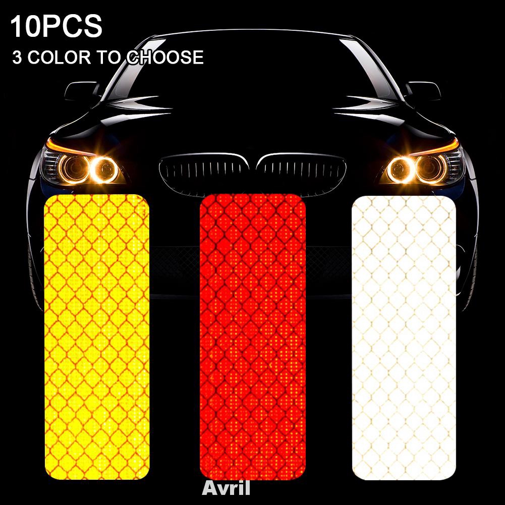 10pcs Car Reflective Safety Adhesive Sign Universal High Visibility ...