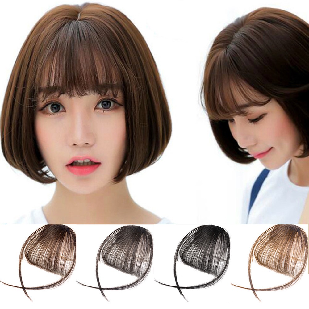 1Pcs Clip In On Bangs Fringe Fake Hair Extensions Straight Front Neat ...