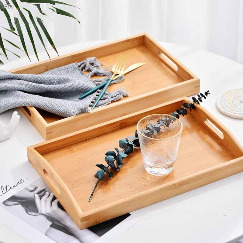 codBamboo Fruit Tea Tray Rectangle Wood Tray Tableware Food Dessert ...