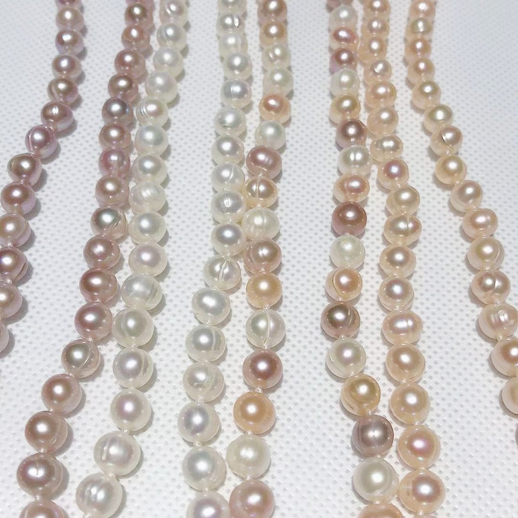 New Natural Freshwater Cultured Pearl Thread Pearl 7-8MM White Pink ...