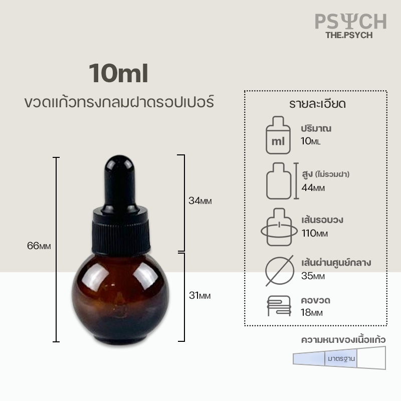 Limited 10ml ขวดแก้วทรงกลม dropper หลอดหยด จิงเกอเบล - the.psych - ThaiPick