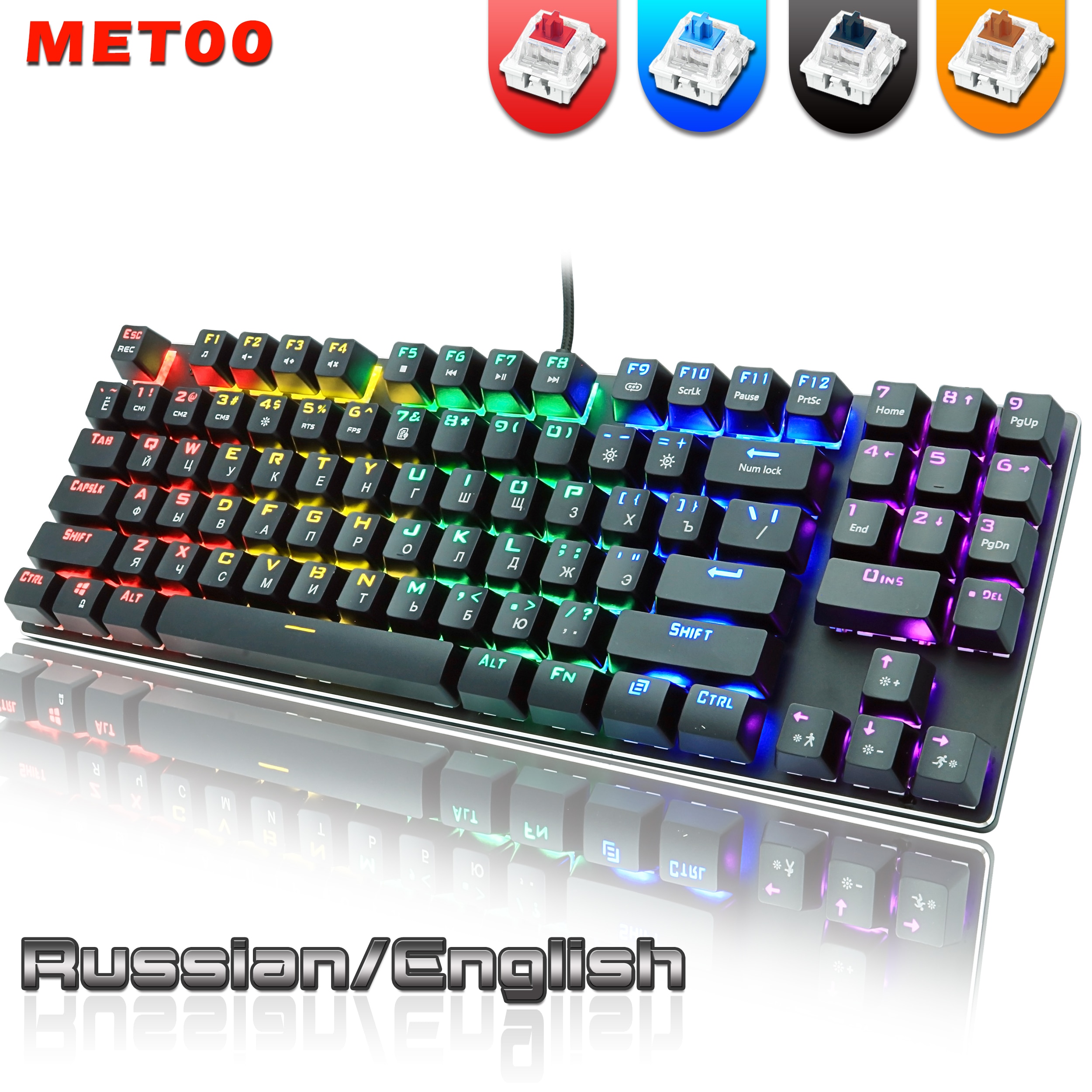 แป้นพิมพ์：Mechanical Keyboard Wired Gaming Keyboard RGB Mix Backlit 87 ...