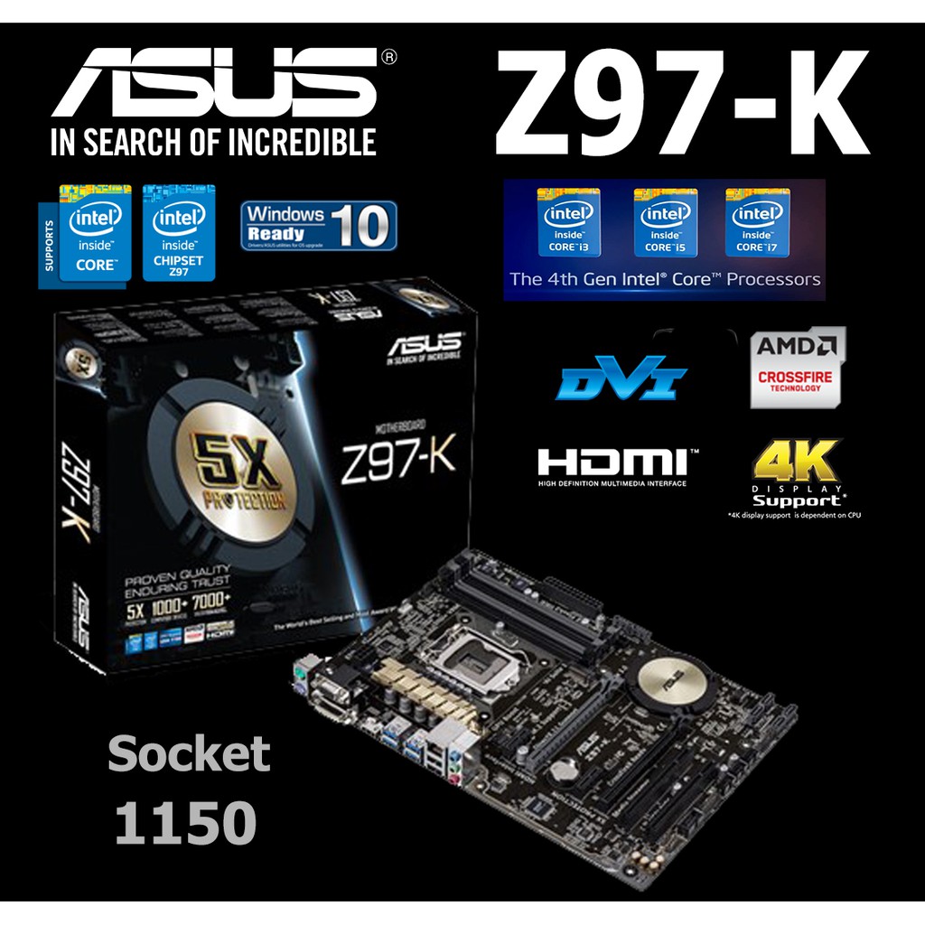 Mainboard INTEL ASUS Z97-K (Socket 1150) มือสอง พร้อมส่ง แพ็คดีมาก ...