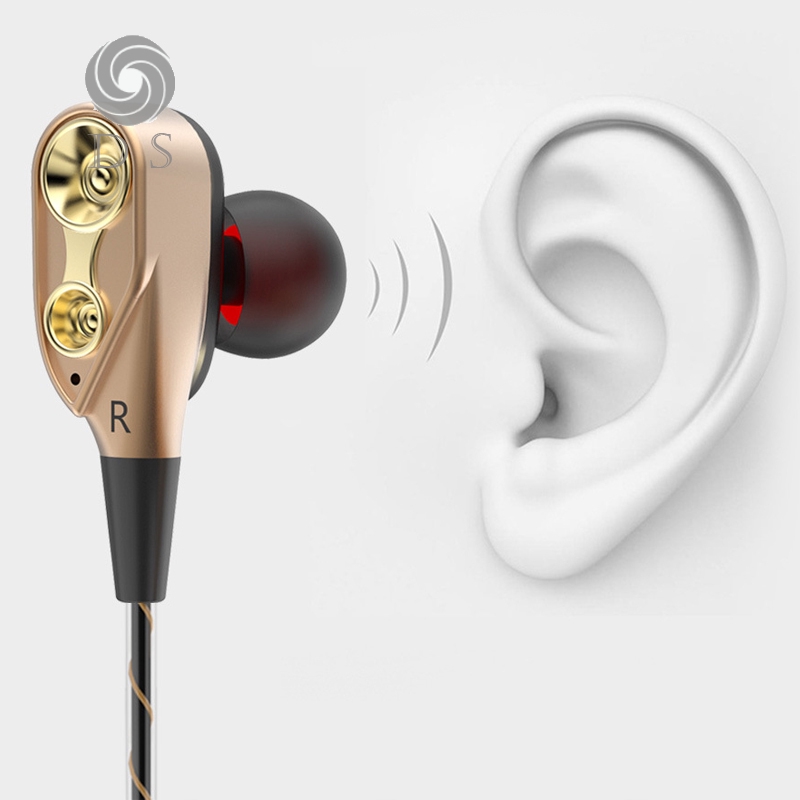 Dual Driver Earphones Stereo Bass In-Ear Earbuds Game Music Headphones ...