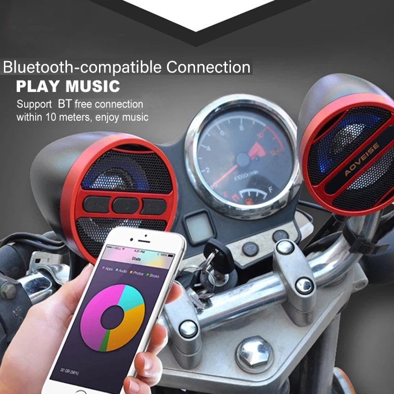 Waterproof Moto Music MP3 Player Amplifier 12V FM Radio USB Bluetooth ...