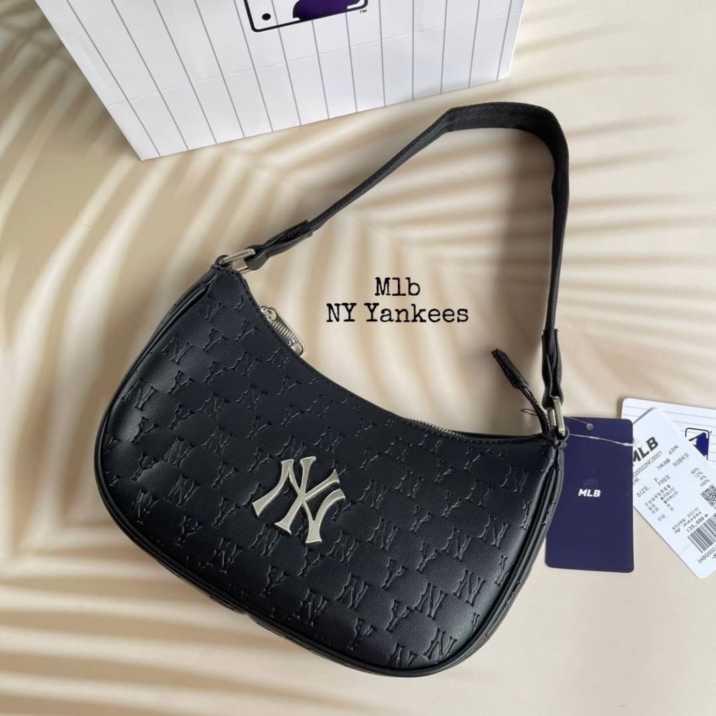 MLB bag NY handbag PU กระเป๋าสะพายไหล่ Underarm bag กระเป๋า Ny MONOGRAM EMBOSSED HOBO BAG 2022 ...