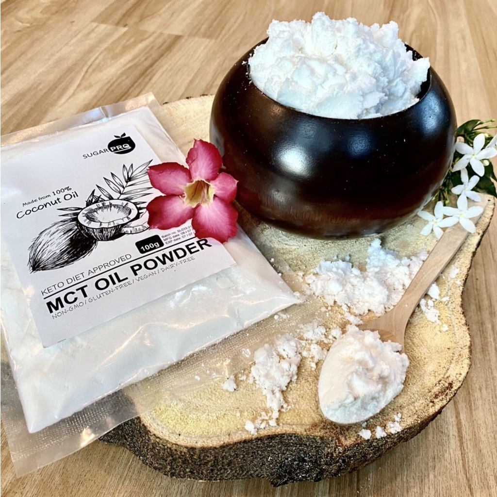 MCT OIL POWDER น้ำมันมะพร้าวสกัดเย็นชนิดผง 100g.ราคาถูกสุดเกรดดีสุด รสชาติอร่อยสุด ผงนำ้มัน ...