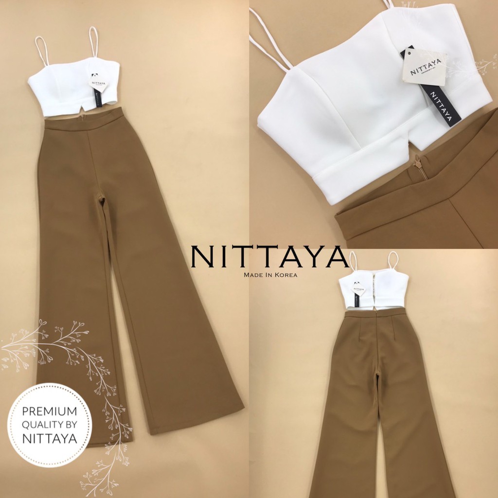 งานป้าย NITTAYA การันตีเสื้อผ้าคุณภาพ Set เสื้อสายเดี่ยว กางเกงขายาว เสื้อครอปสายเดี่ยว ทรง ...