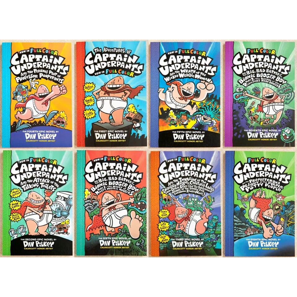 ชุด8912เล่มมีไฟล์เสียง Captain Underpants Collection Full Color Colour ...
