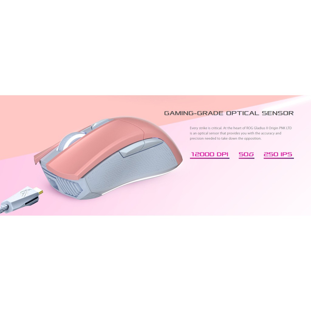 ASUS ROG Gladius II pink gaming mouse - 108thingitshop - ThaiPick