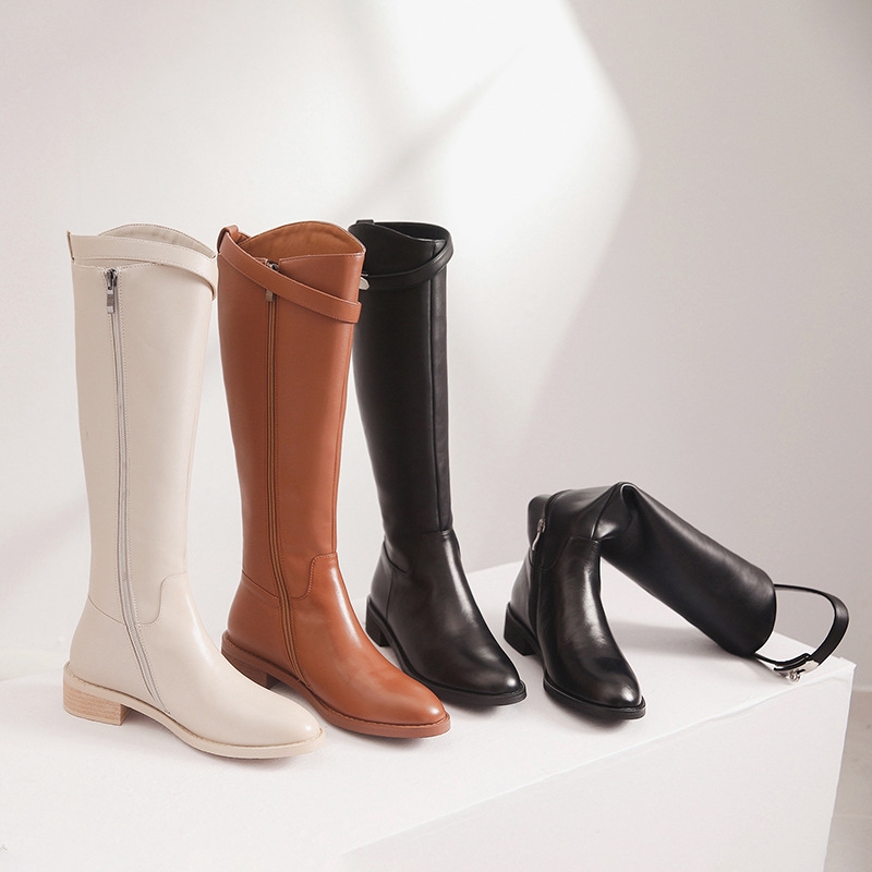 รองเท้าบู๊ทส์หนังวัวแท้มีซิปด้านข้างสําหรับผู้หญิง - jsh_jh_kj.th ...