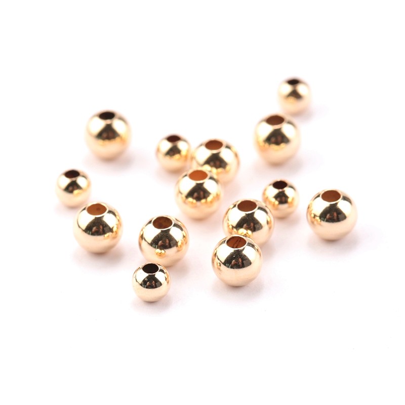Wholesale 100PCS 2-4MM 14K Gold beads round smooth jewelry beads for ...