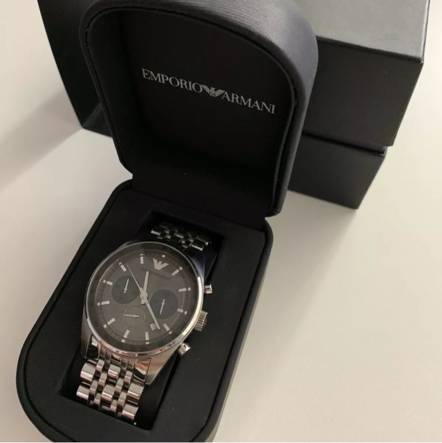 Emporio Armani ผู้ชายคลาสสิกซิกม่าสีเขียวเข้มแบบ Dial Chrono นาฬิกา ...