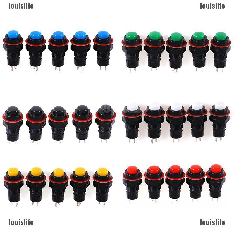 LLTH 5pcs self-reset push button switch 10mm self return momentary push ...