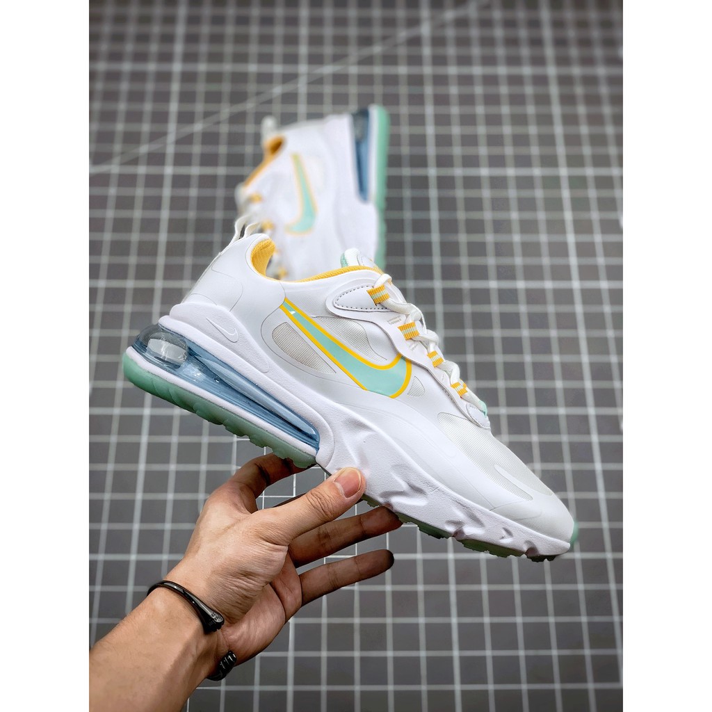 Nike Air Max 270 React สีขาวและสีฟ้าสีเหลือง DJ3027-100 oRnt - sneaker ...