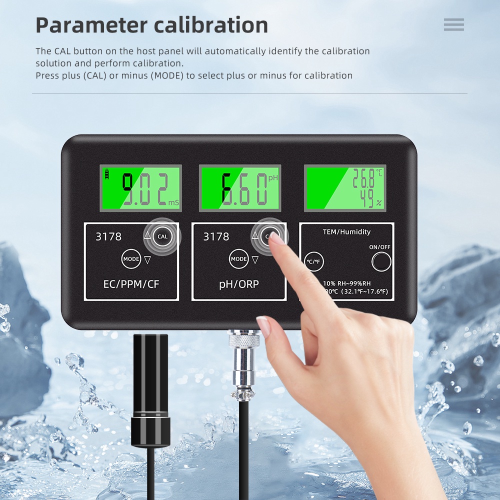 คุณภาพน้ำเครื่องตรวจจับ7 In 1 EU Multifunction Water Quality Monitor ...
