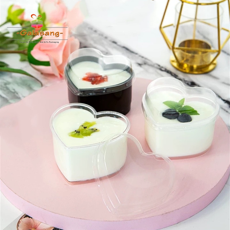 50pcs/pack 150ml Mousse Dessert Cup Disposable Plastic Tableware Heart ...