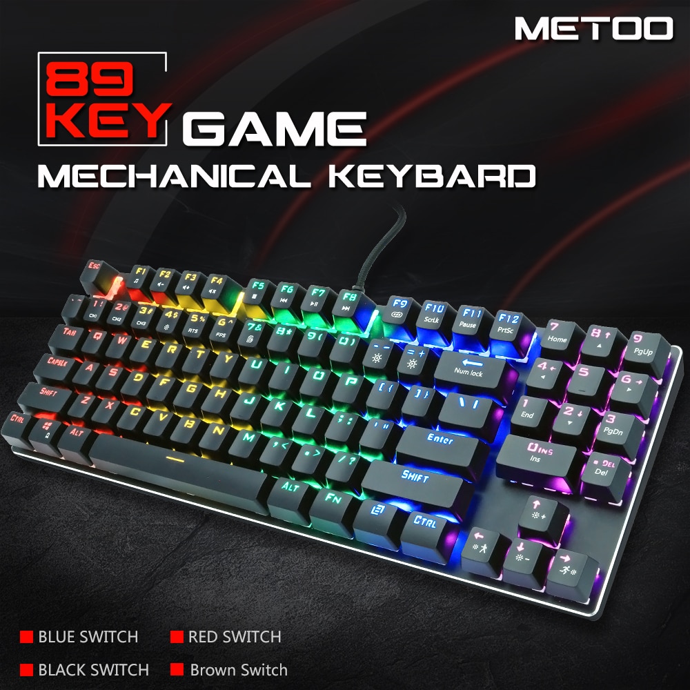 METOO Mechanical Keyboard Wired Backlit Gaming Keyboard 89 Key Anti ...