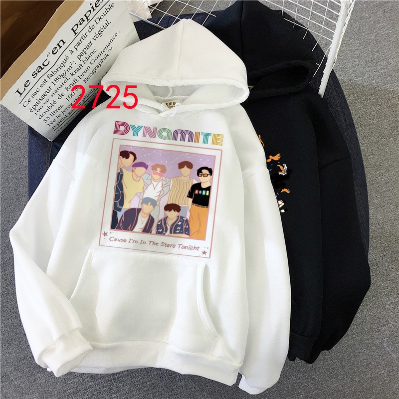 Women Kpop BTS Korean Style เสื้อแขนยาวมีฮู้ดหญิง New Album DYNAMITE Print Hoodie Sweatshirt ...