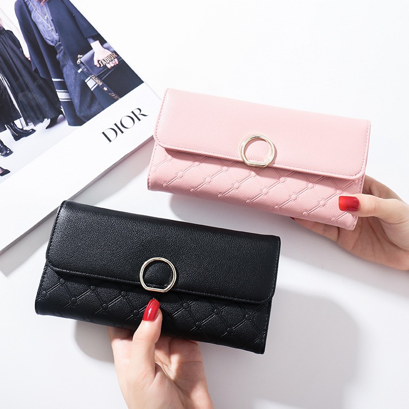 【Ready Stock】New style ladies wallet, long fashion buckle, soft leather ...