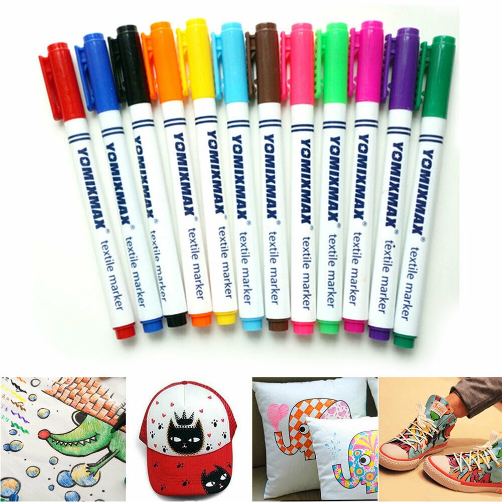 Fabric Markers Permanent Pen Paint Clothing Textile Dye T-Shirt Shoes ...