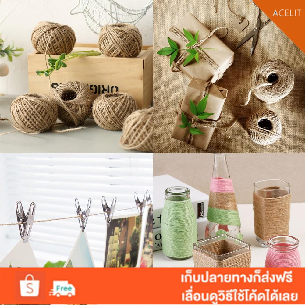 ACT 1Roll 50M Natural Burlap Hessian Jute Twine Cord Hemp Rope String ...