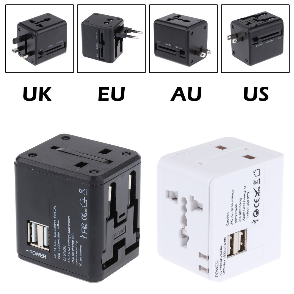 ปลั๊กไฟทั่วโลก Dual USB Universal Adapter USB 2 ช่อง | Shopee Thailand
