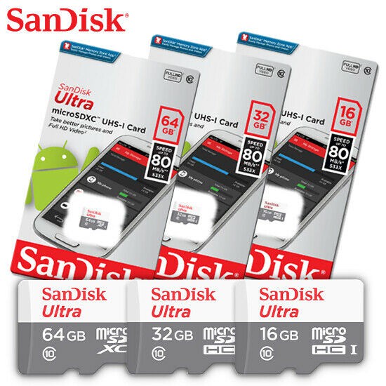 Sandisk Ultra 80mbs MicroSD UHS-I Memory Card - 1 Year Warranty ...