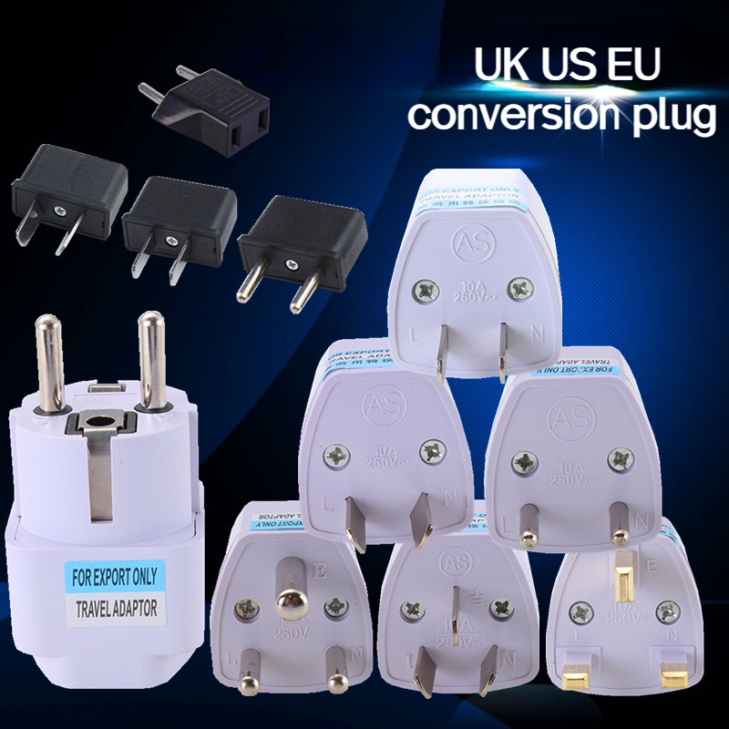 Eu UK US อะแดปเตอร์ซ็อกเก็ตปลั๊กแปลงไฟ ทรงกลมแบน | Shopee Thailand