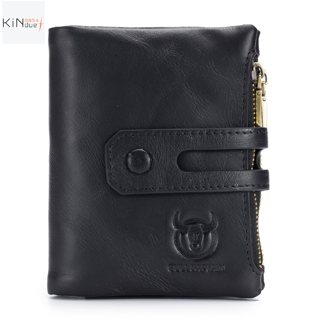 bullcaptain hot กระเป๋าสตางค์สําหรับผู้ชายหนังแท้ใส่บัตรเครดิตได้สีดํา ...