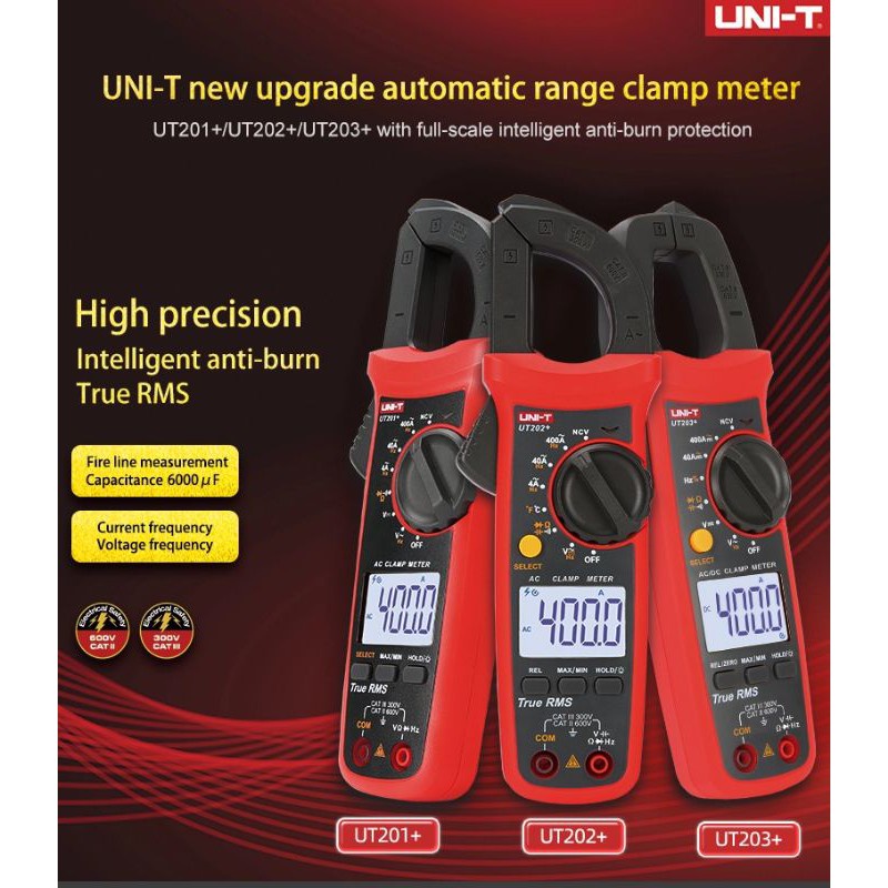 คลิปแอมป์ UNI T UT204 digital clamp meter คล้มป์มิเตอร์ มิเตอร์วัดไฟ ...