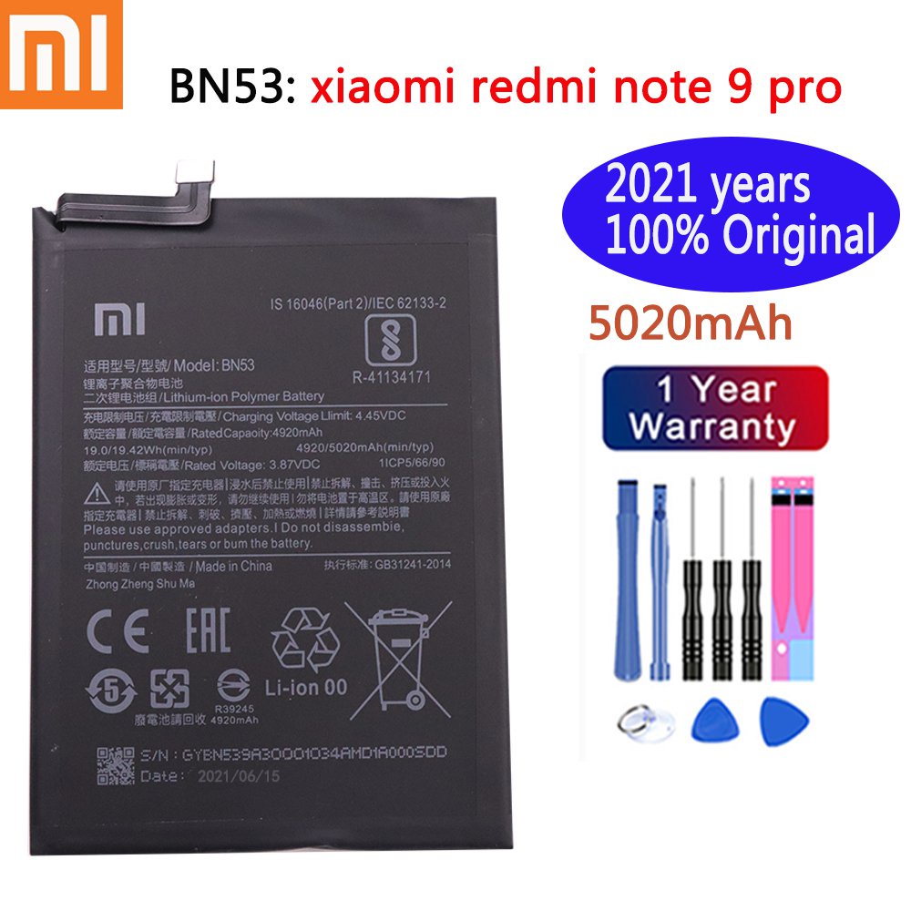 100 Original 5020mAh BN53 BN54 BN55 เปลี่ยนแบตเตอรี่สำหรับ Xiaomi Redmi ...
