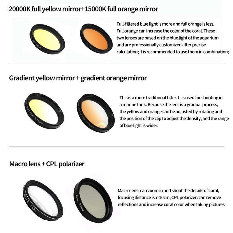 AqUariUm Lens Fish Tank Phone Camera Lens Filter 6 in 1 Macro Lens ...