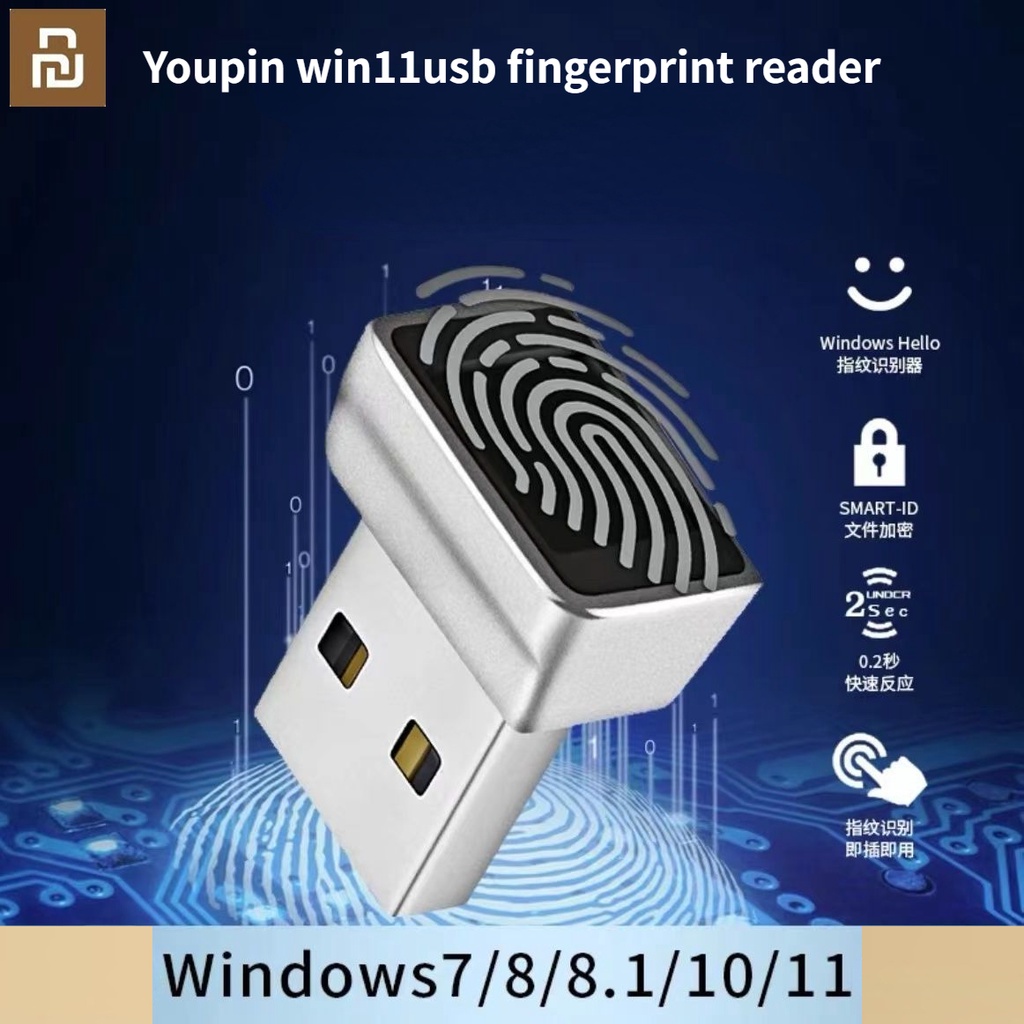 Youpin Win11 เครื่องสแกนลายนิ้วมือ ปลดล็อกแล้ว สําหรับคอมพิวเตอร์ โน้ตบุ๊ก Windows7 Type-C ...